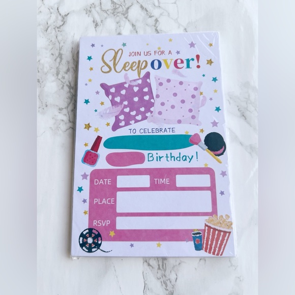 Party Supplies | 2pack Birthday Sleepover Cards Envelopes For Girls ...